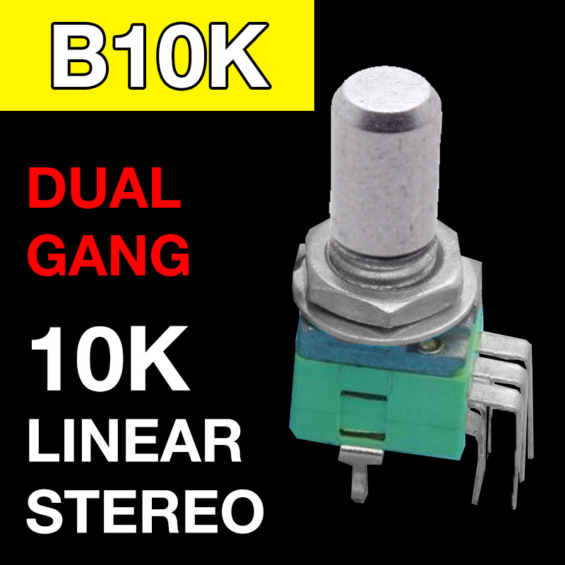 B10K- DUAL GANG – Round Shaft 6.35mm – Alpha Vertical 9mm Potentiometer ...
